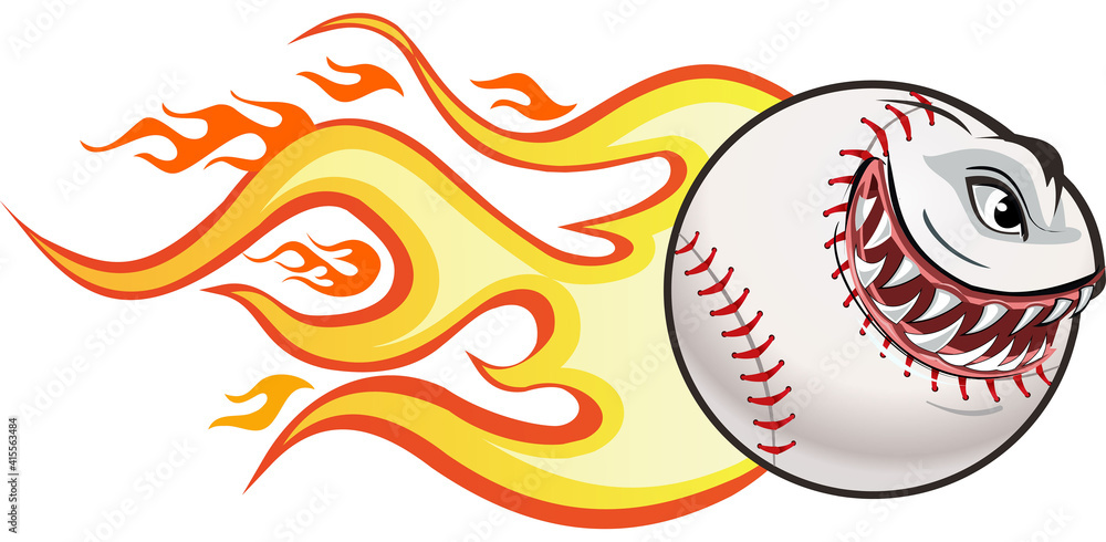Angry flaming screaming baseball Stock Vector | Adobe Stock