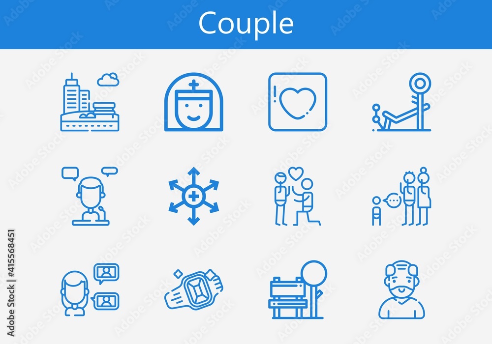 Premium set of couple line icons. Simple couple icon pack. Stroke ...