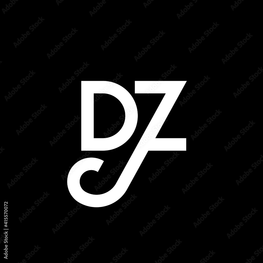 DZ letter logo design on black background. DZ creative initials letter ...
