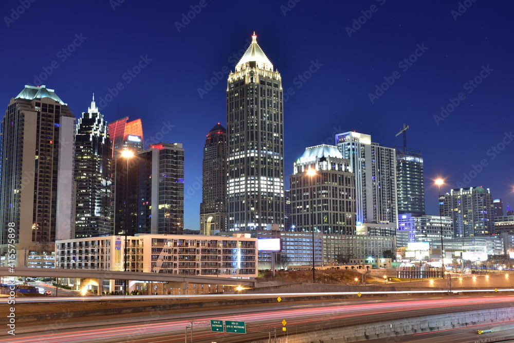 Midtown Atlanta skyline at night Stock Photo | Adobe Stock
