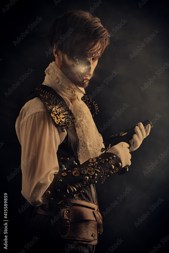 steampunk male model Stock Photo | Adobe Stock