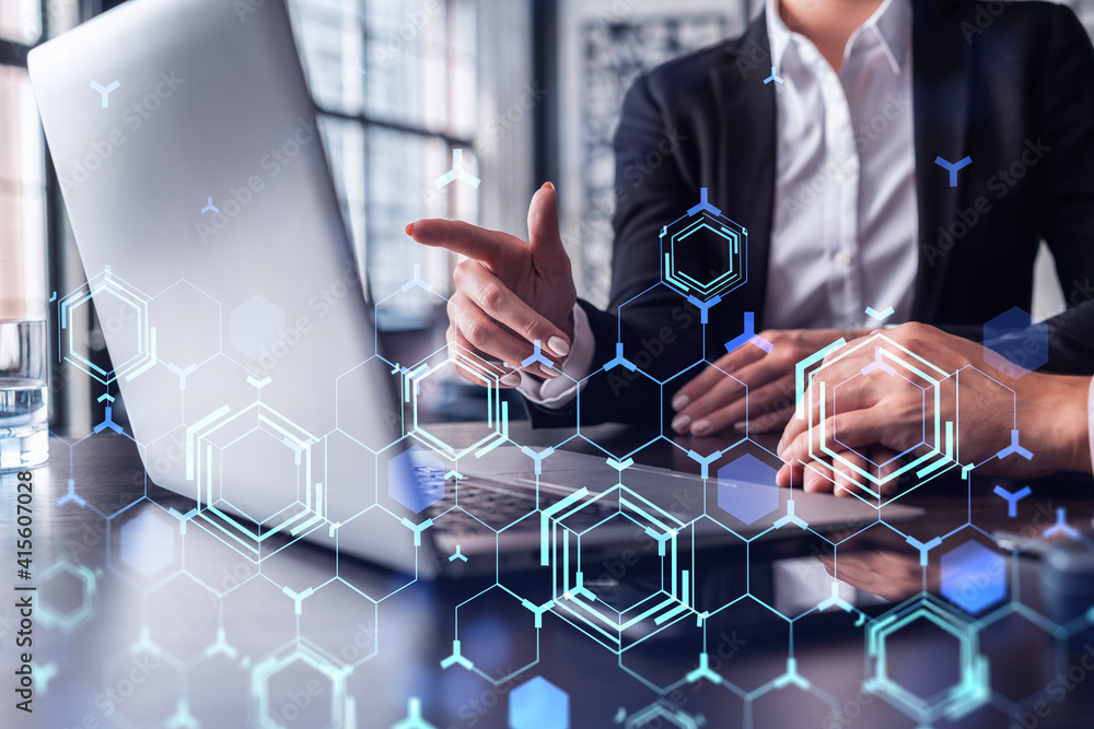 Two information technology specialist brainstorming on project to ...