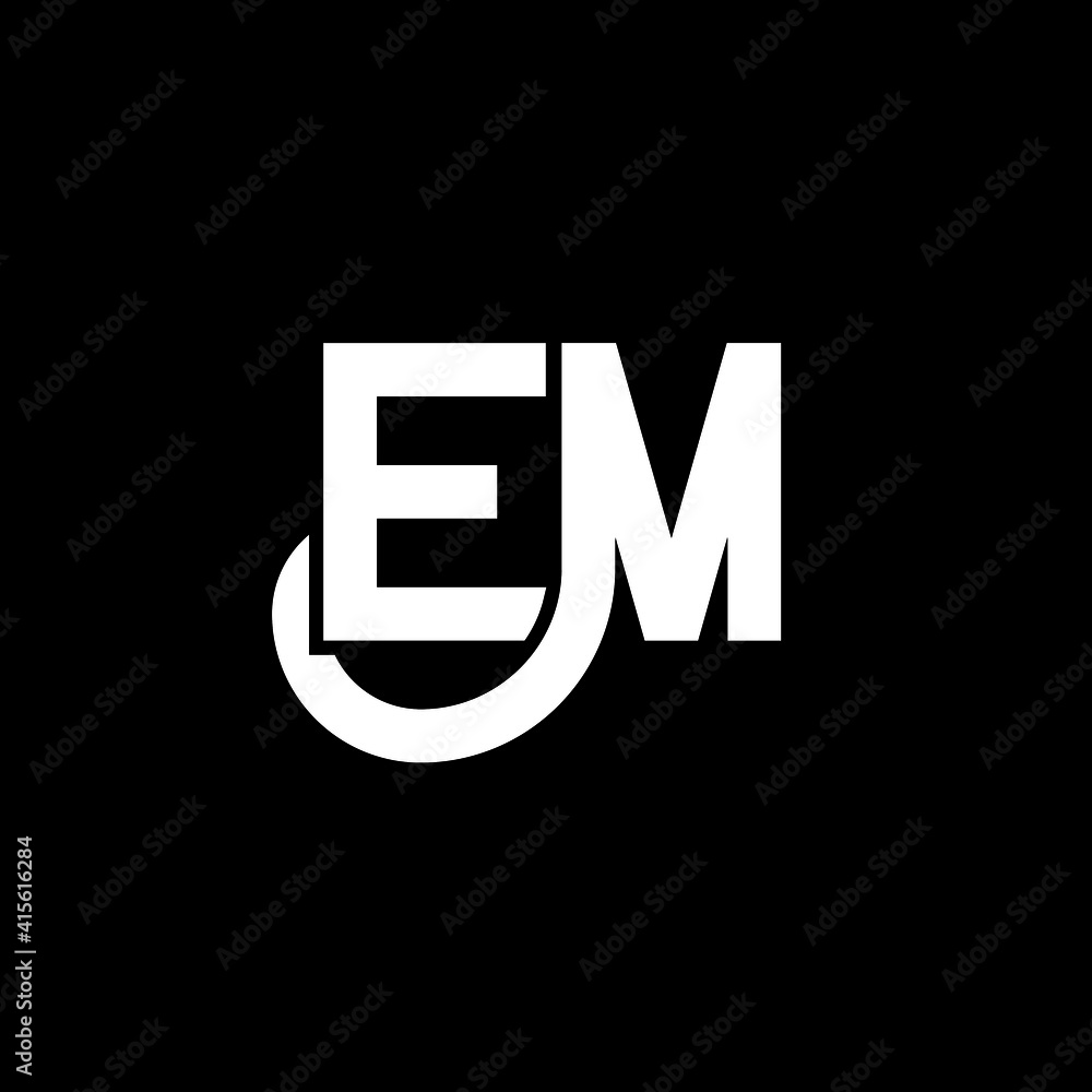 EM letter logo design on black background. EM creative initials letter ...