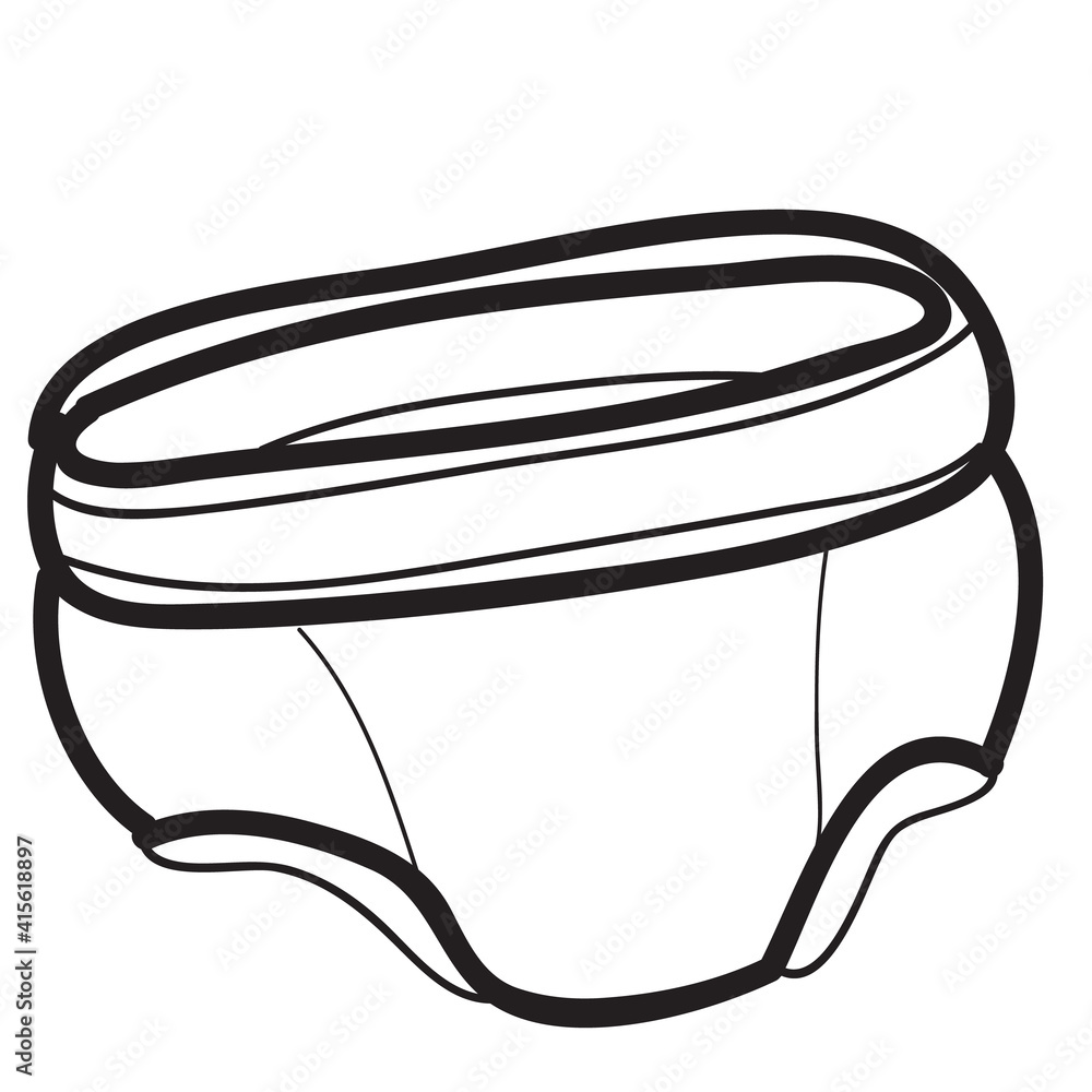 sketch of baby diaper, coloring book, isolated object on white ...