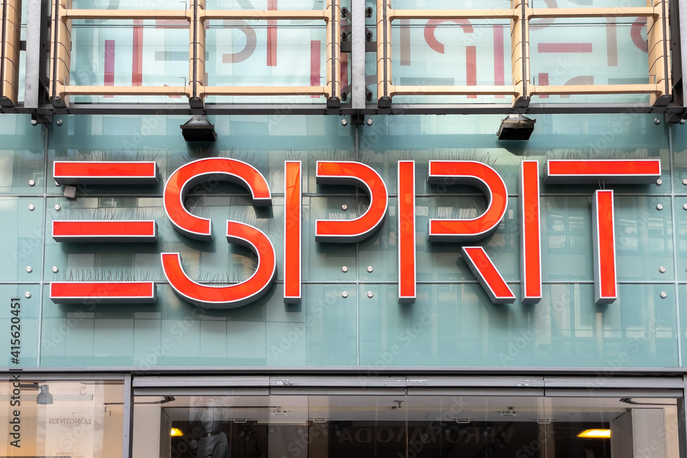 Esprit store sign in the town center of Munich. Stock Photo | Adobe Stock