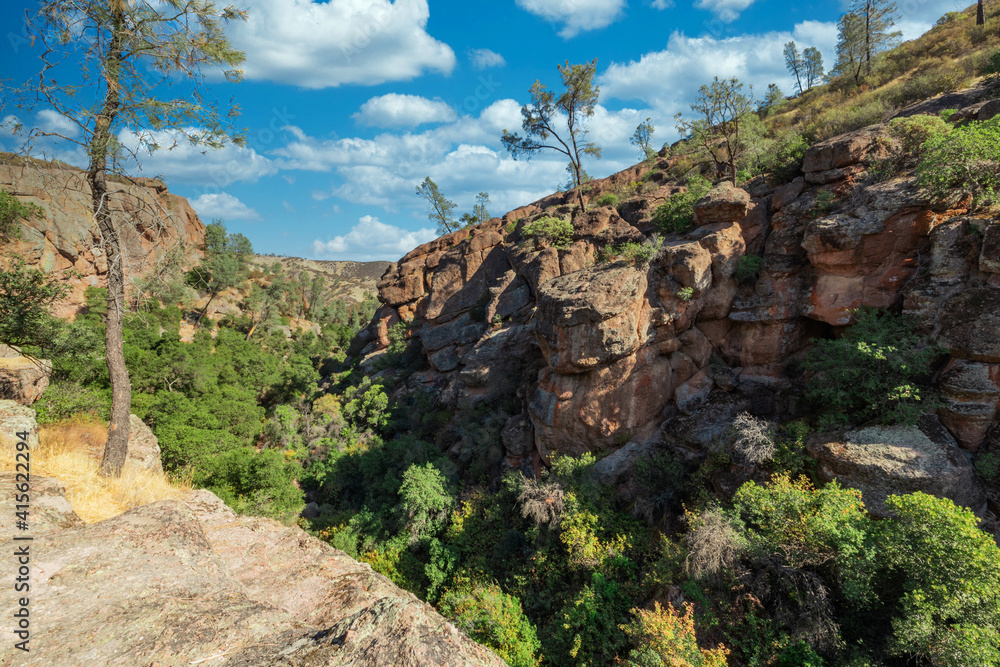 Rock formations in Pinnacles National Park in California, the destroyed ...