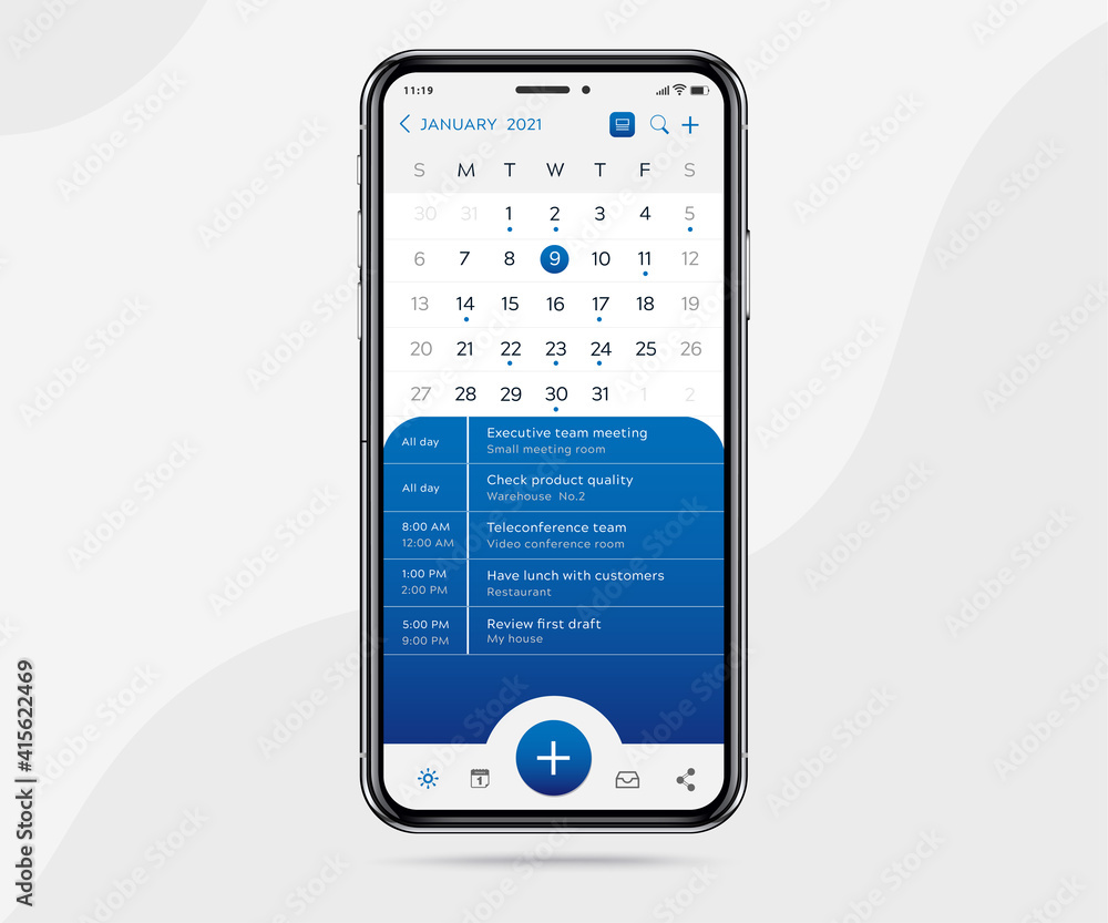 Mobile app calendar concept, Activity calendar template UI UX design ...