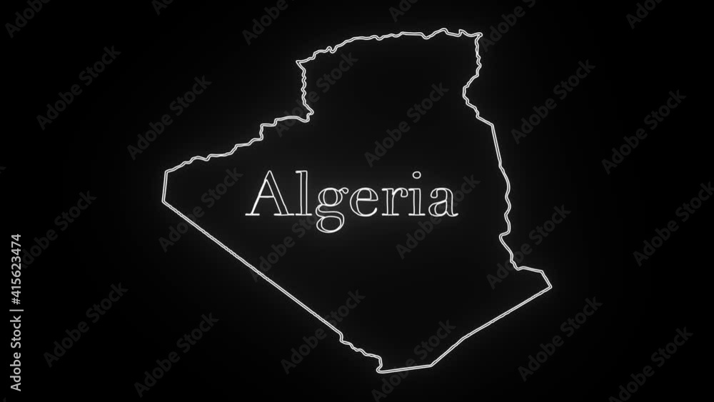 Map of Algeria, Algeria outline, Animated close up map of Algeria vídeo ...