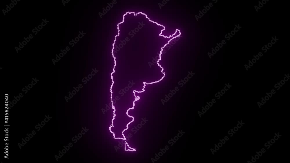 Neon Map of Argentina, Argentina outline, Animated close up map of ...