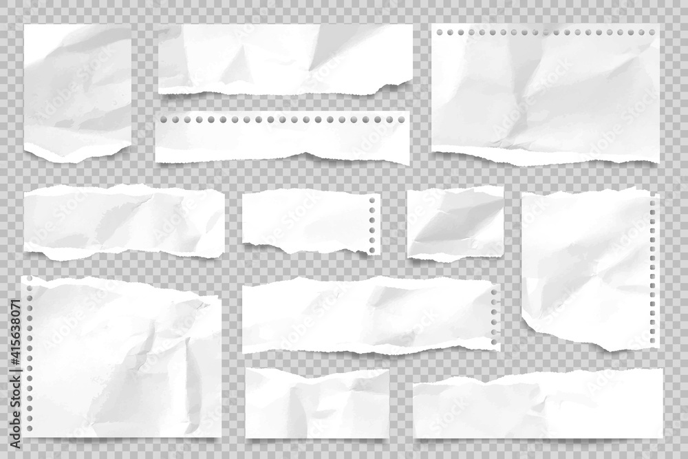 Ripped paper strips isolated on transparent background. Realistic ...