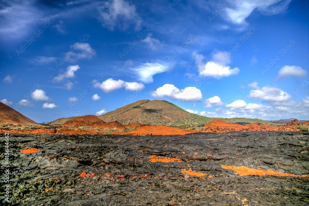 Lava fields and geologic landscapes of Sullivan Bay in the Galapagos ...
