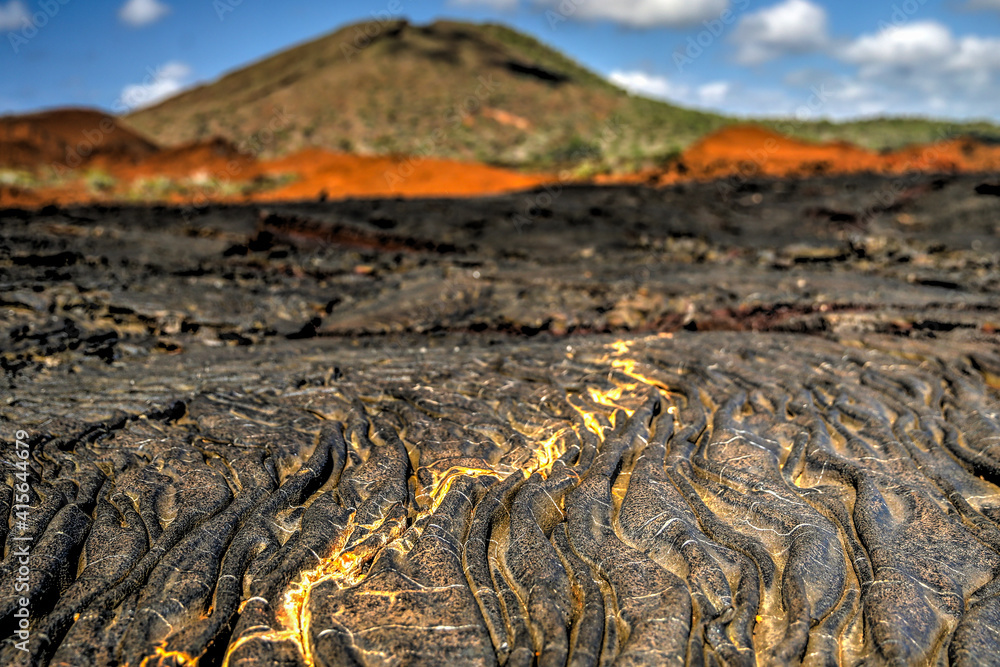 Lava fields and geologic landscapes of Sullivan Bay in the Galapagos ...