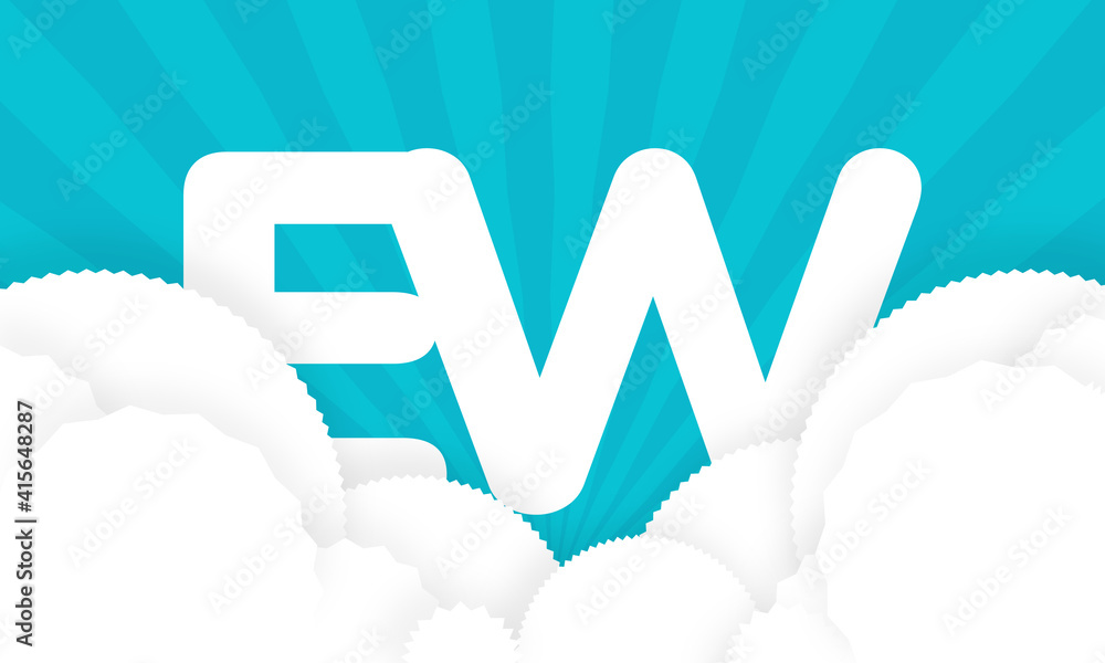 Sky Clouds logotype monogram alphabet characters blue background Stock ...