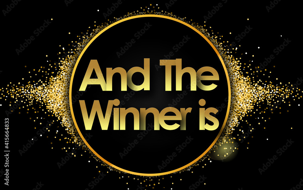 And the winner is in golden circle stars and black background Stock ...