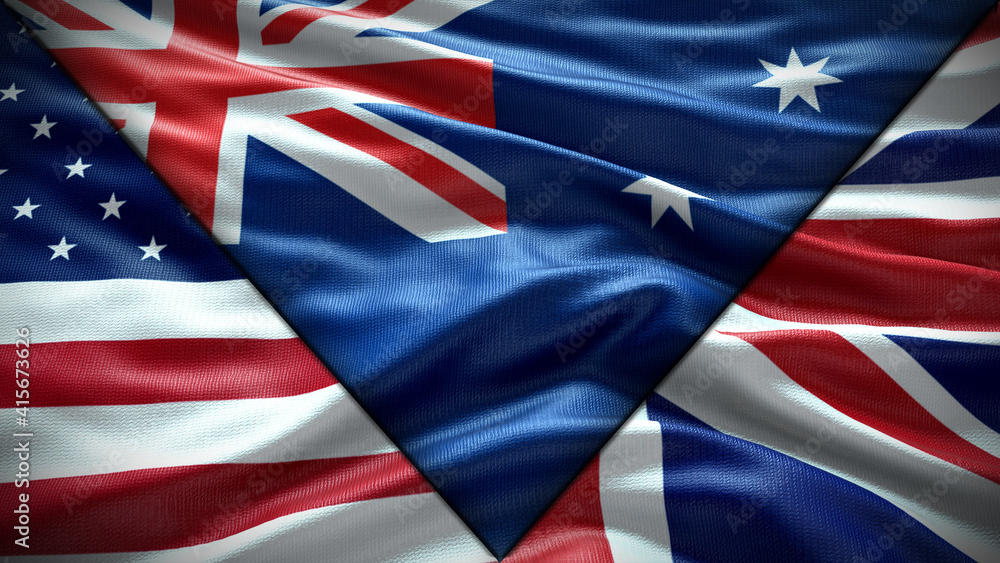 United States of America Flag and United Kingdom flag and Australia ...