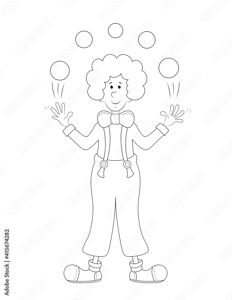 juggler circus clown, fun line drawing for kids. You can print it on an ...
