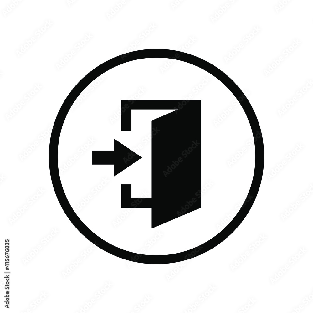 Black round exit entry in arrow icon, signin login file share import ...
