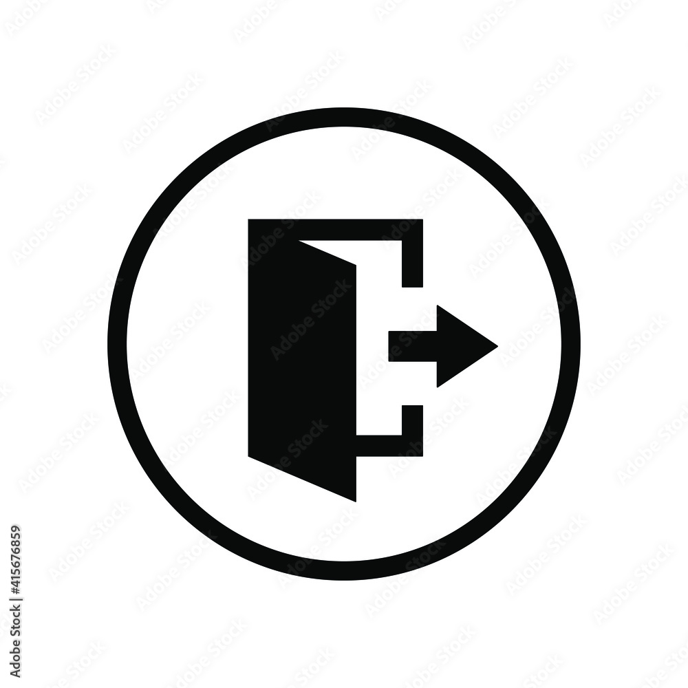 Black round exit entry out arrow icon, signin login file share import ...