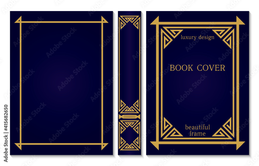 Spine and Book cover design template. Retro frames. Vintage certificate ...