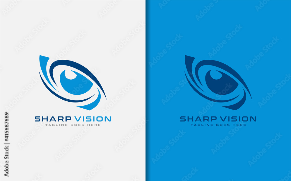 Sharp Vision Logo Design. Abstract Blue Eye with Modern Oval Lines ...