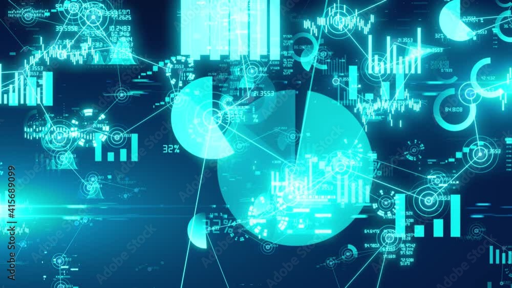 Node graphs and charts with data visualization and information Stock ...