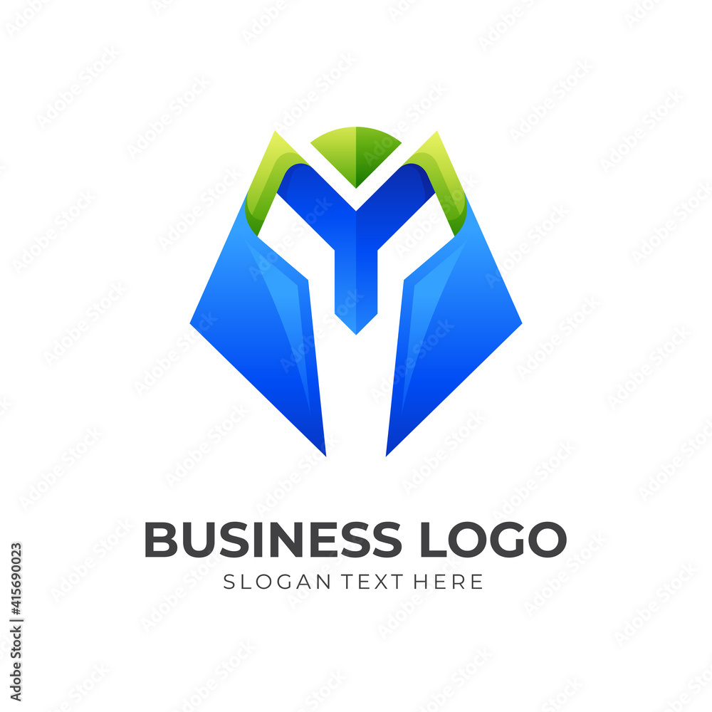 spartan letter M logo, helmet and letter M, combination logo with 3d ...