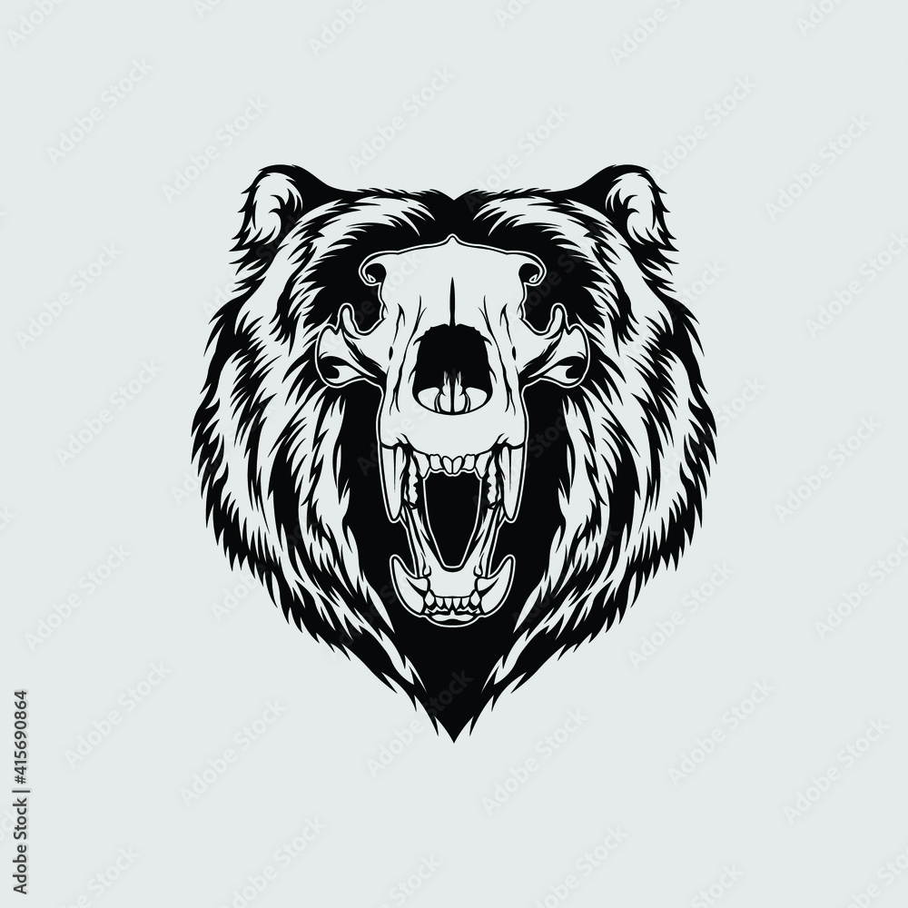 Bear skull vector head illustration Stock Vector | Adobe Stock