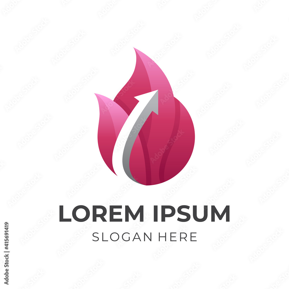 fire arrow logo, fire and arrow, combination logo with 3d red color ...