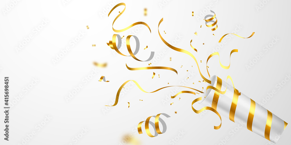 paper shoot Celebration background template with confetti and gold ...