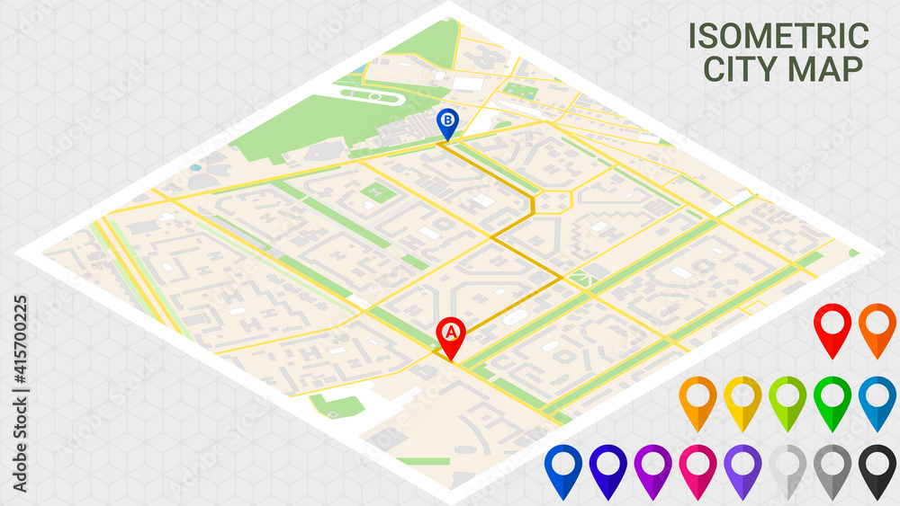 City map. Vector detailed plan with roads, streets, buildings and ...