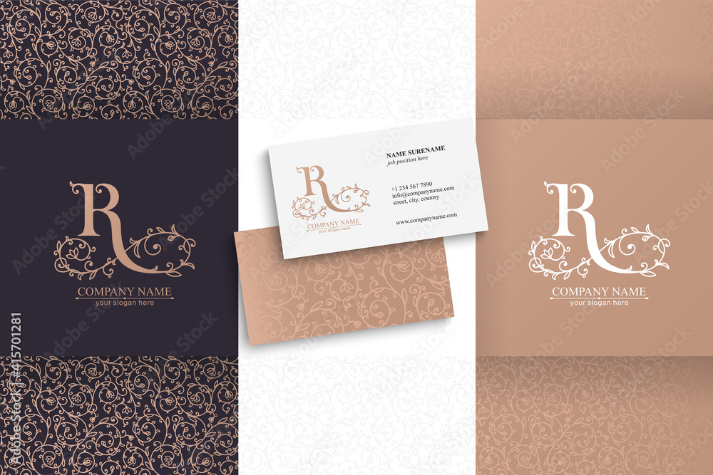 Premium Vector R logo. Monnogram, lettering. Seamless pattern and ...