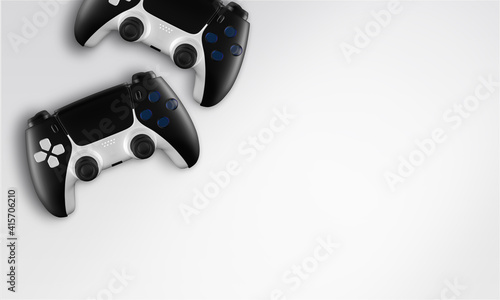 white gaming background, video game controller background, 3d rendering ...