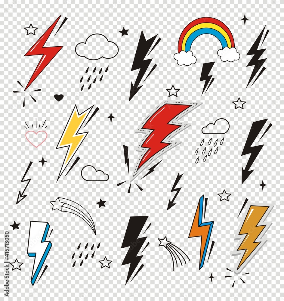 Vintage thunder symbol with sunburst in transparent background Stock ...