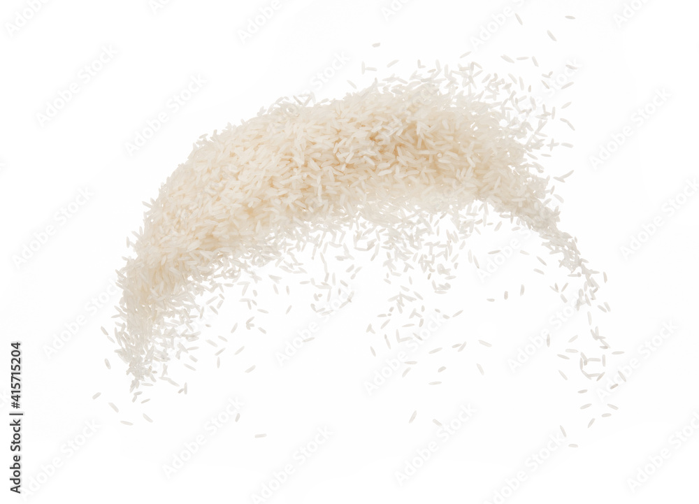 Rice splash explosion isolated on white background stop motion photo ...