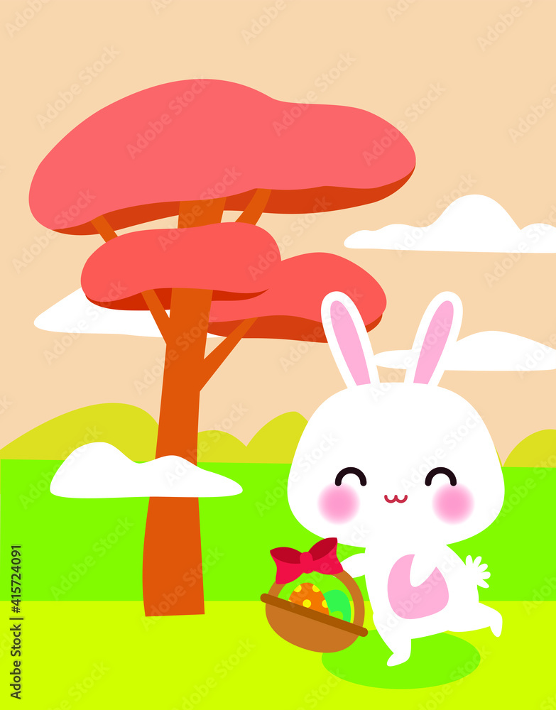 Cartoon landscape and bunny vector design illustration Stock Vector ...