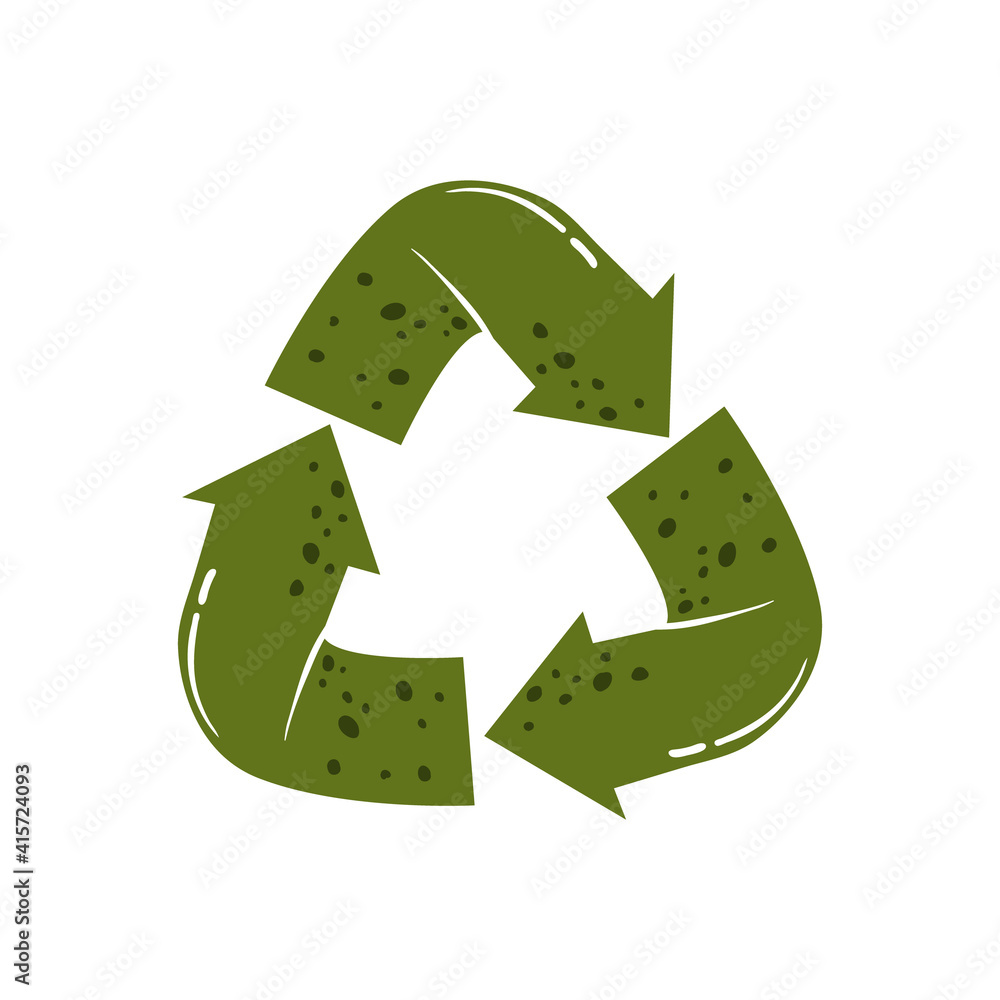 Sketch doodle recycle reuse reduce symbol isolated on white background ...