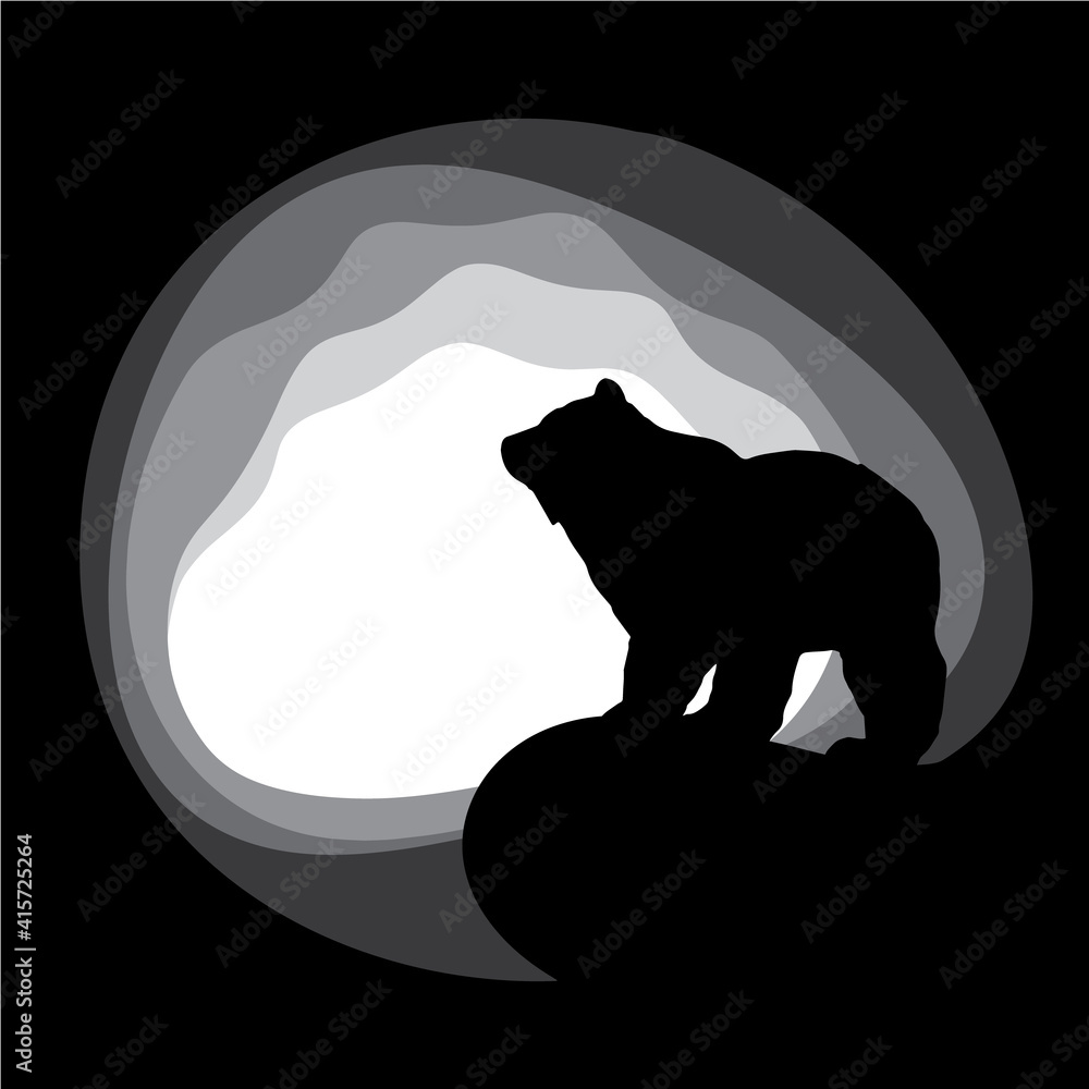 Shadow box with bear black and white. Cut file Stock Vector | Adobe Stock