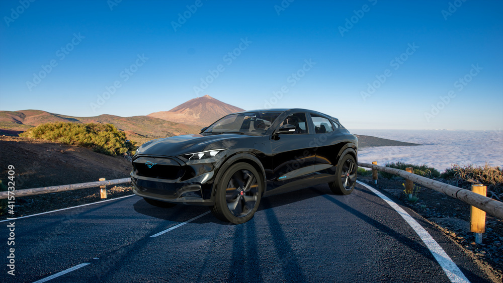 Ford Mustang Mach-E , All-Electric SUV. Stock Photo | Adobe Stock