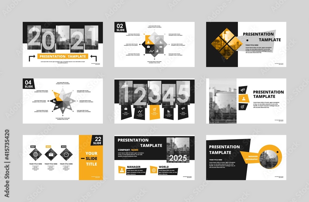 Abstract white, yellow presentation slides. Modern brochure cover ...