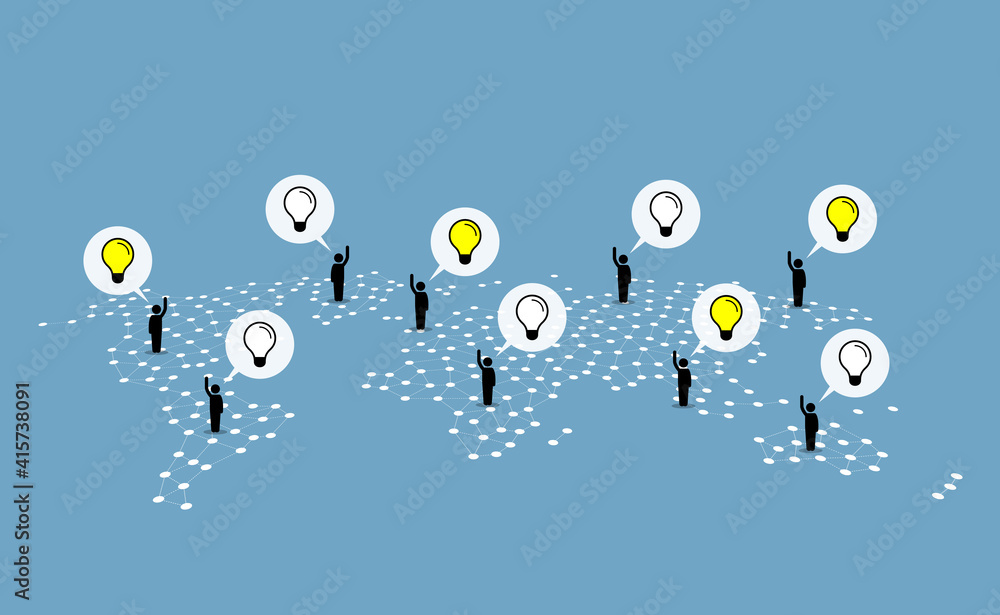 People around the world helping and giving ideas. Vector illustration ...