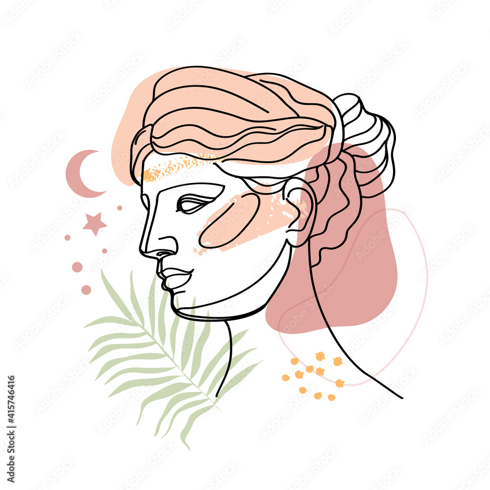 Ancient Greek goddess statue in a continuous line. Vector illustration ...