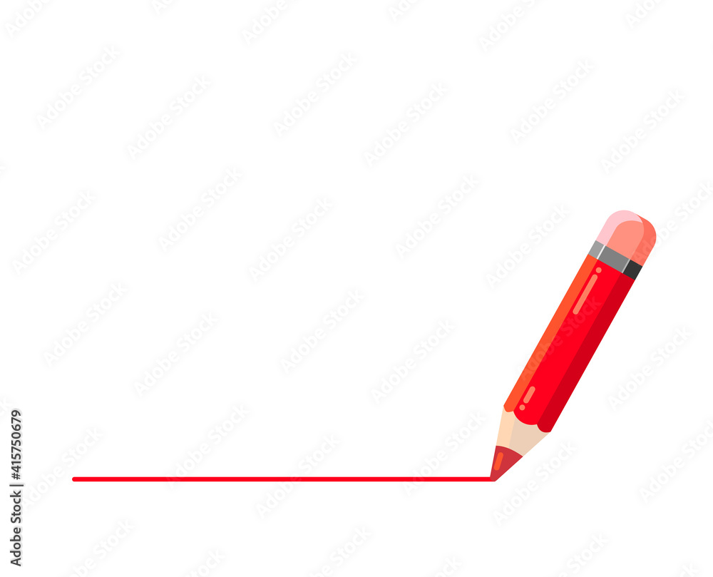 Red pencil draws a line. Underline in red on a white background. Vector ...