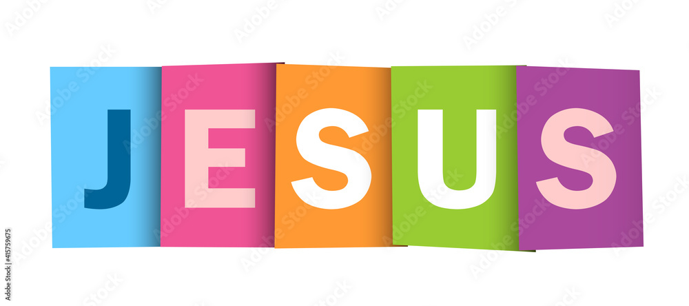 JESUS colorful vector typography banner isolated on white background ...