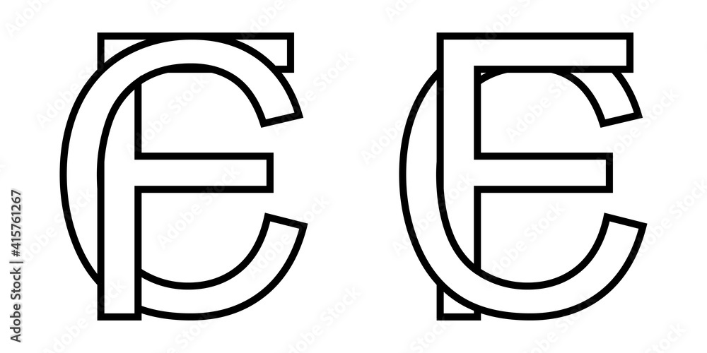 Logo sign fc cf icon sign interlaced letters C, F vector logo cf, fc ...