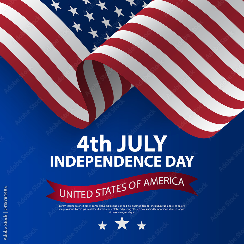 Happy 4th of July USA Independence Day with waving american national ...