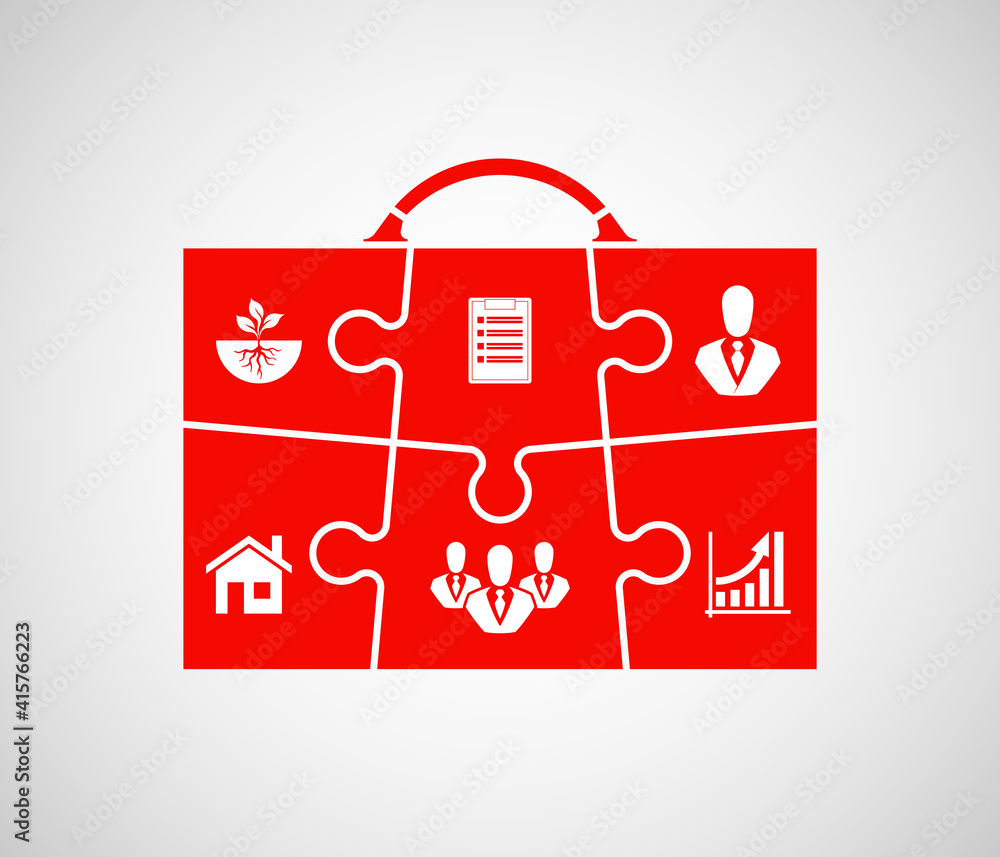 Business briefcase. Six steps of a successful person. Infographic ...