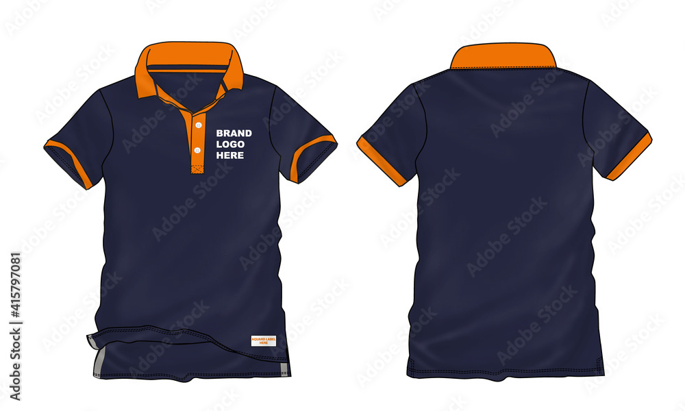 Realistic-Blue-and-orange-color-Polo-shirt-Vector-Graphic-Template-with ...