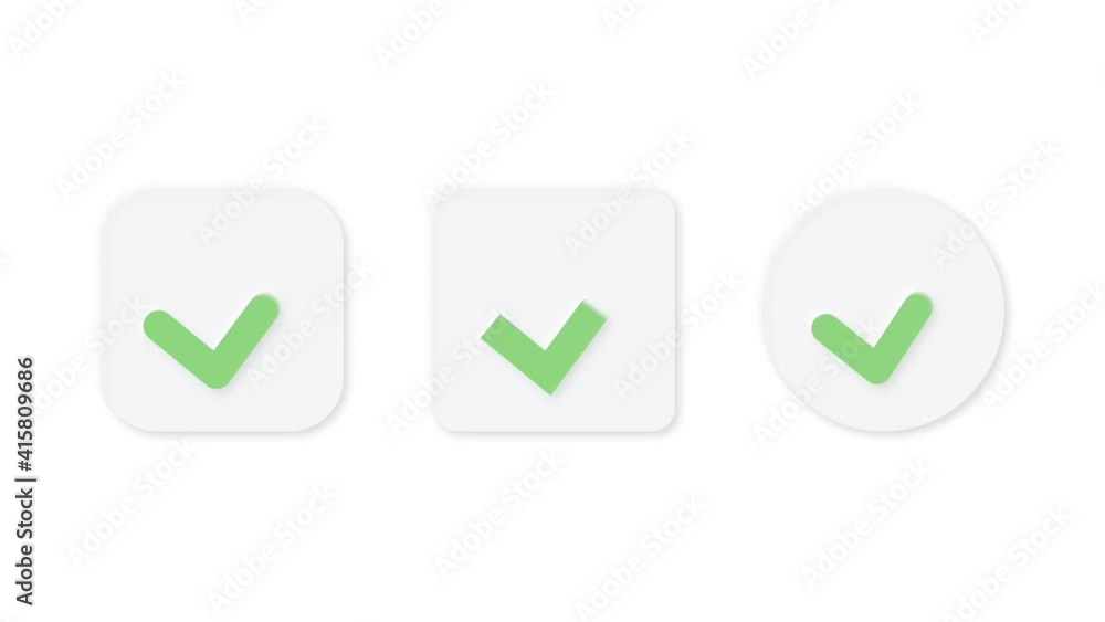 Check Mark Sign Black Shadow Passes All Around on White Background in ...