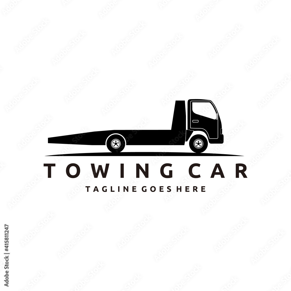 Towing Truck Icon Vector, Filled Flat Sign, Solid Pictogram Isolated on ...