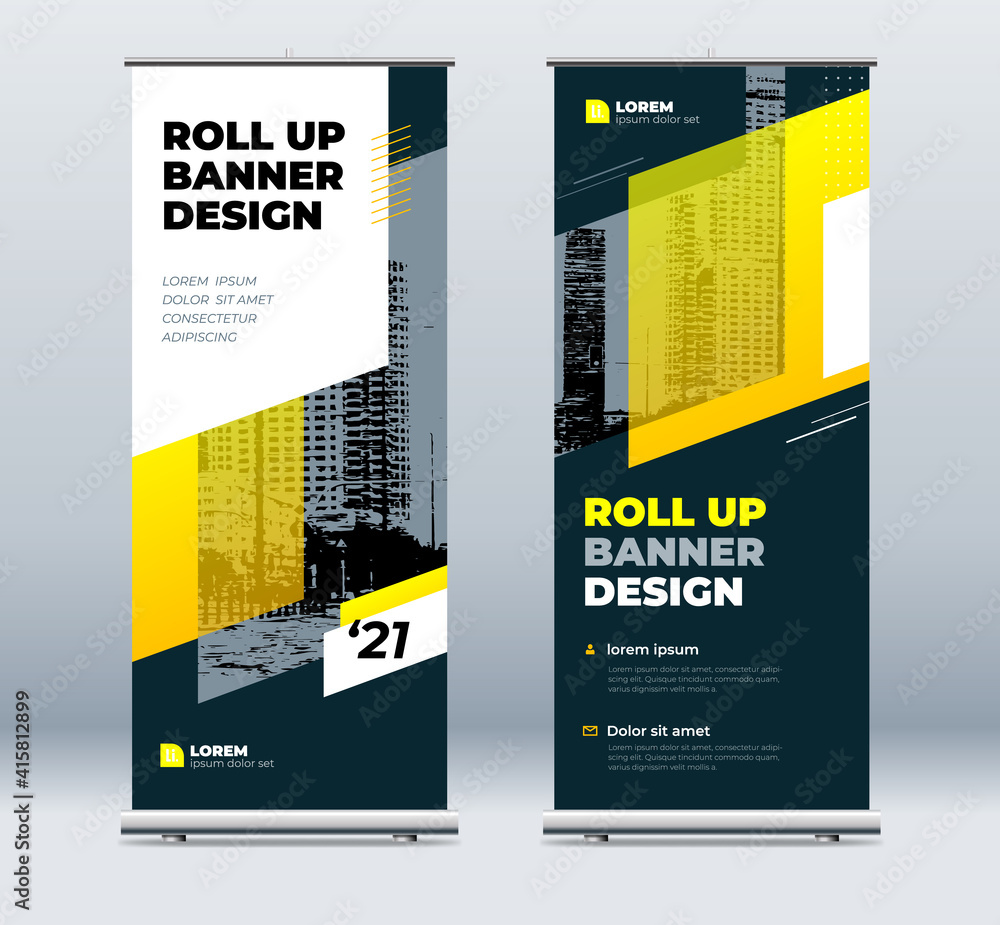 Yellow Business Roll Up Banner. Abstract Roll up background for ...